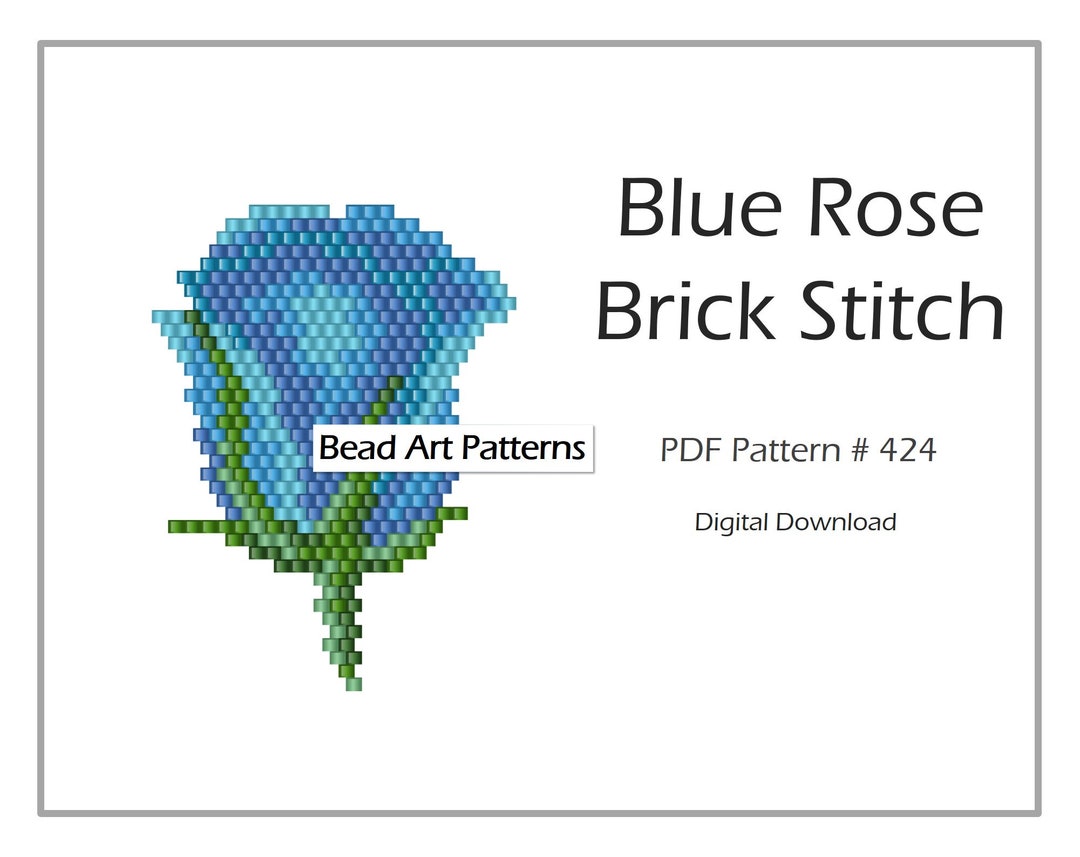 Beaded Blue Rose Brick Stitch PDF Pattern for Miyuki Delict Seed Beads ...