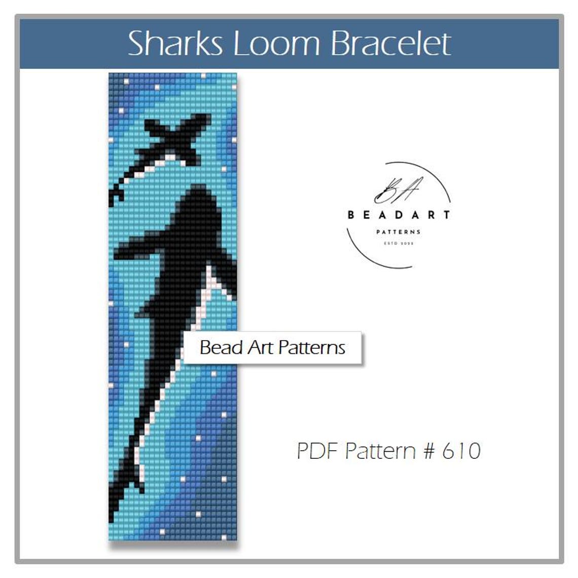 Beaded Sharks Loom Bracelet PDF Pattern for Miyuki Delica 11/0 Seed ...