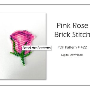 Pink Rose Brick Stitch PDF Pattern for Miyuki Delica Seed Beads #422 - Etsy