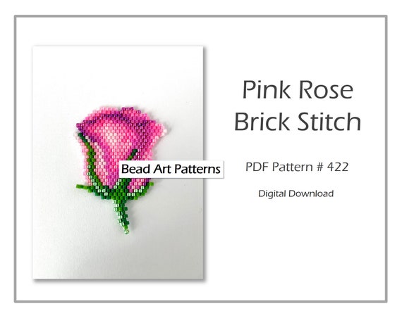 Pink Rose Brick Stitch PDF Pattern for Miyuki Delica Seed - Etsy