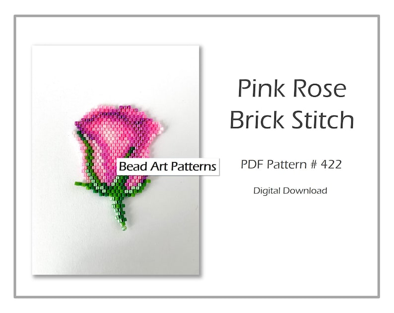 Pink Rose Brick Stitch PDF Pattern for Miyuki Delica Seed Beads #422 - Etsy