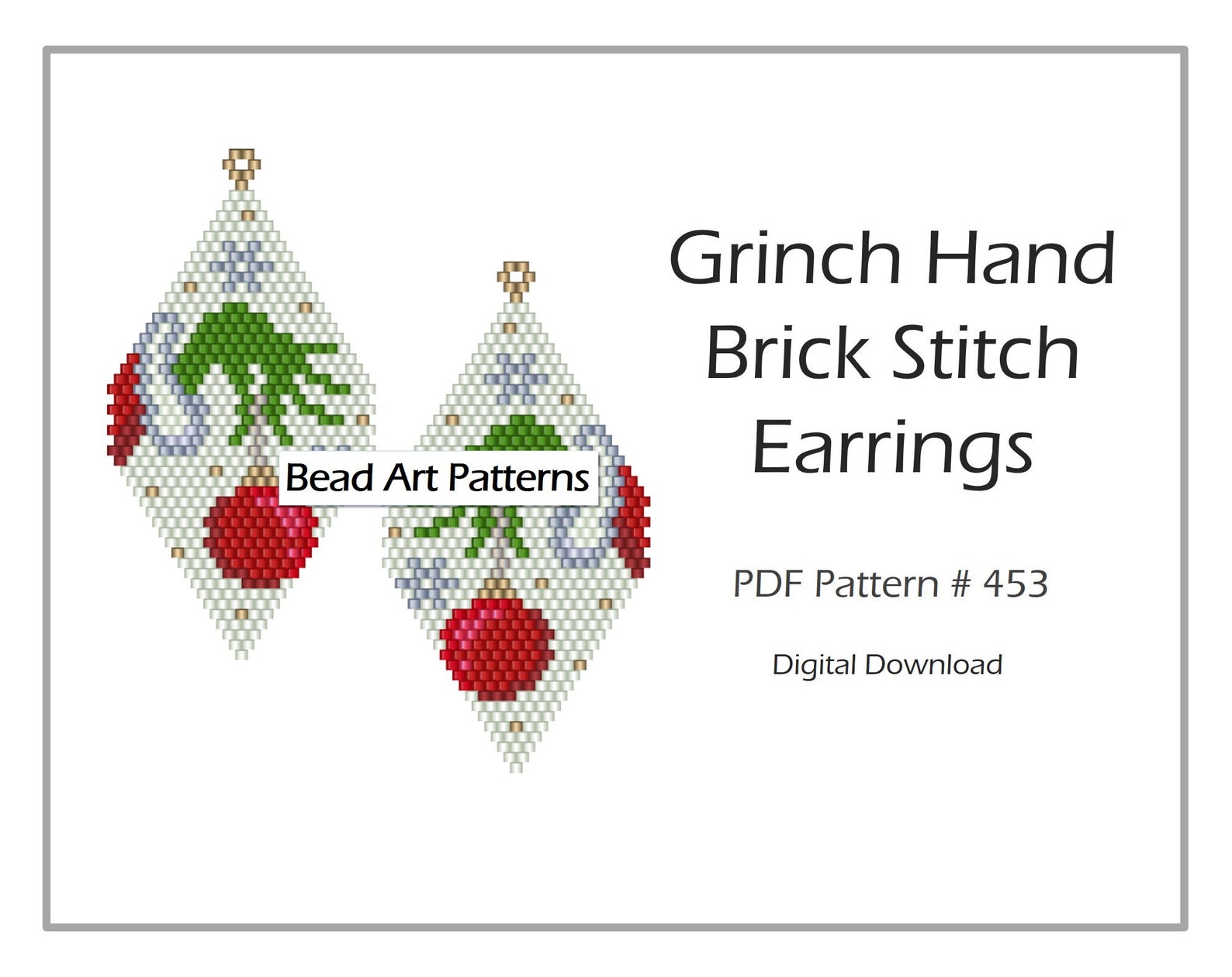 Christmas Beaded Earrings Brick Stitch PDF Pattern for Miyuki - Etsy