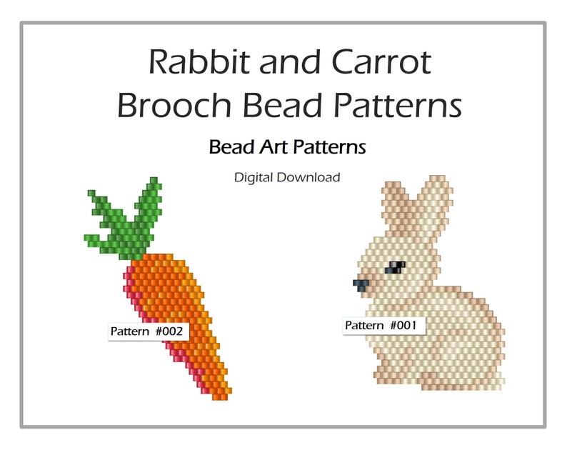 Rabbit With Carrot Beaded Brooch Brick Stitch PDF Pattern for Miyuki ...