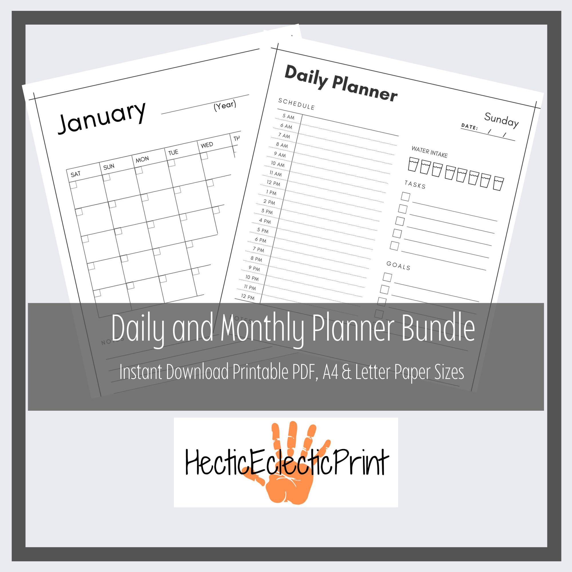 Daily and Monthly Planner Bundle Planning for Each Day of the Week Plus ...
