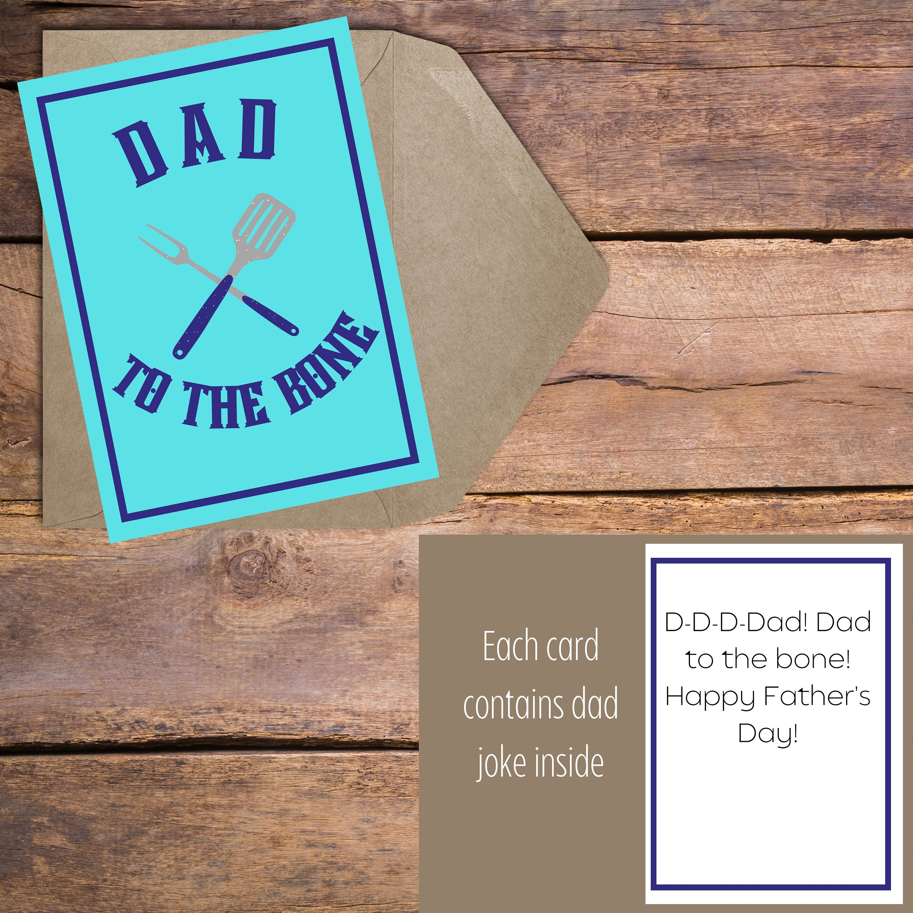 Printable 5X7 Father's Day Card Bundle, Complete With Dad Joke Inside ...