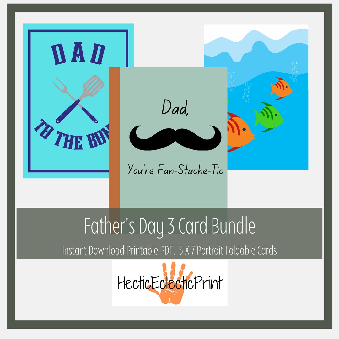 Printable 5X7 Father's Day Card Bundle, Complete With Dad Joke Inside ...