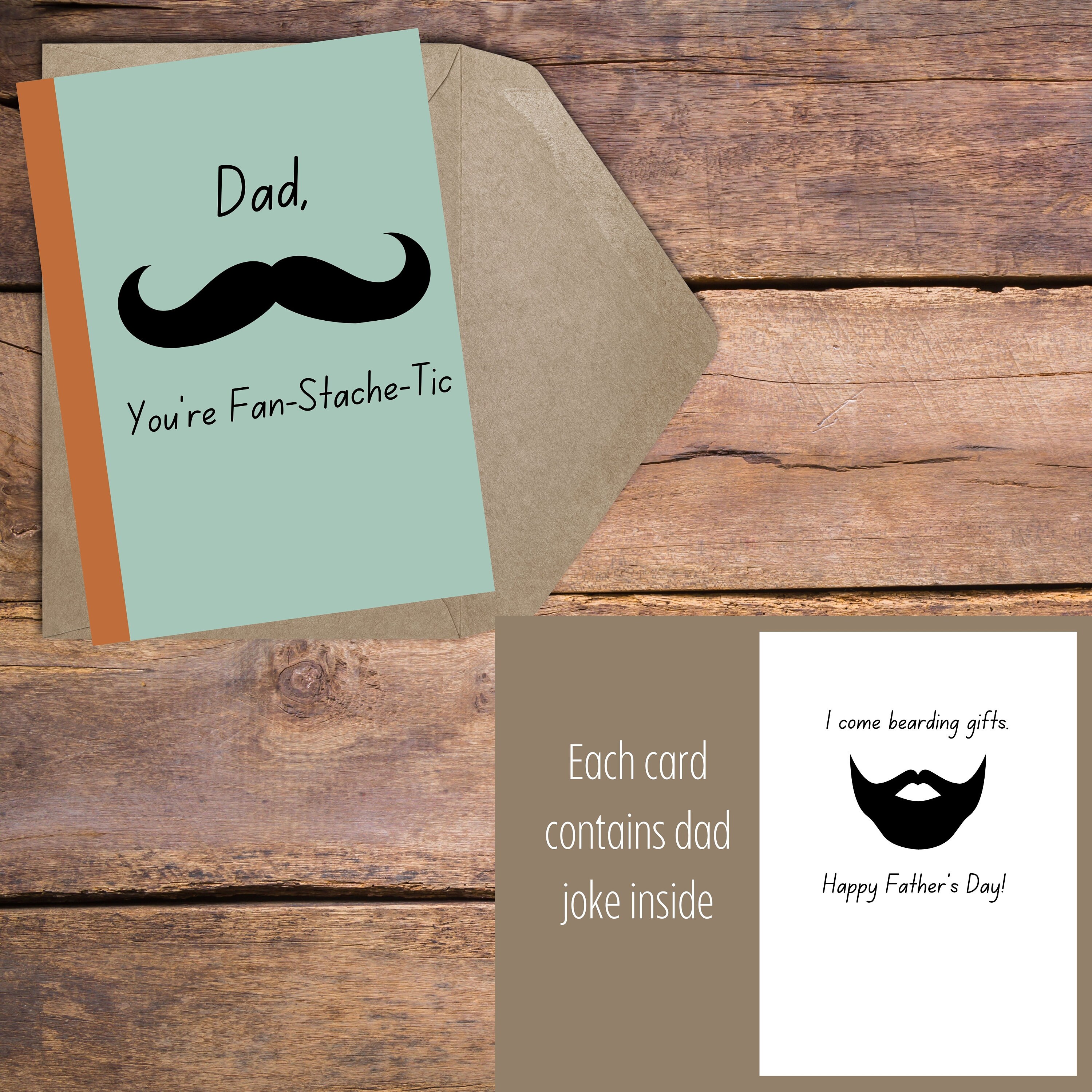 Printable 5X7 Father's Day Card Bundle, Complete With Dad Joke Inside ...
