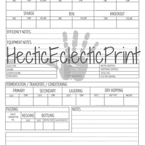 Homebrew Beer Recipe Logbook Printable PDF 8.5 X 11 Inch Standard ...