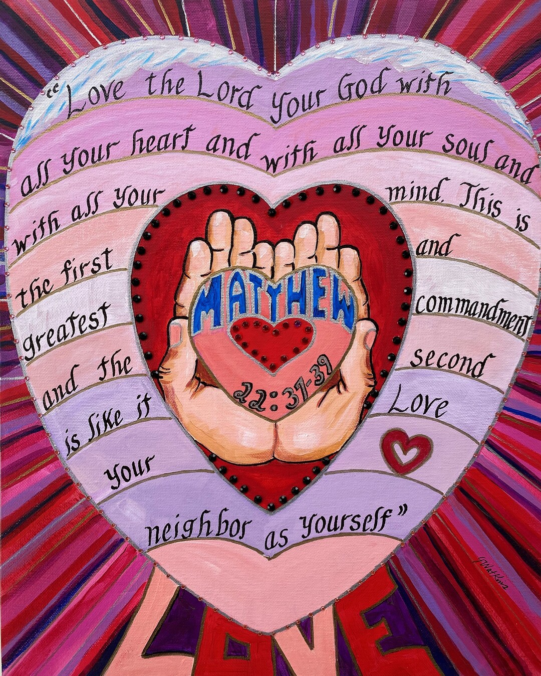 Love - Hearts, Hands, Words to Inspire, Matthew 22:37-39, Christian ...