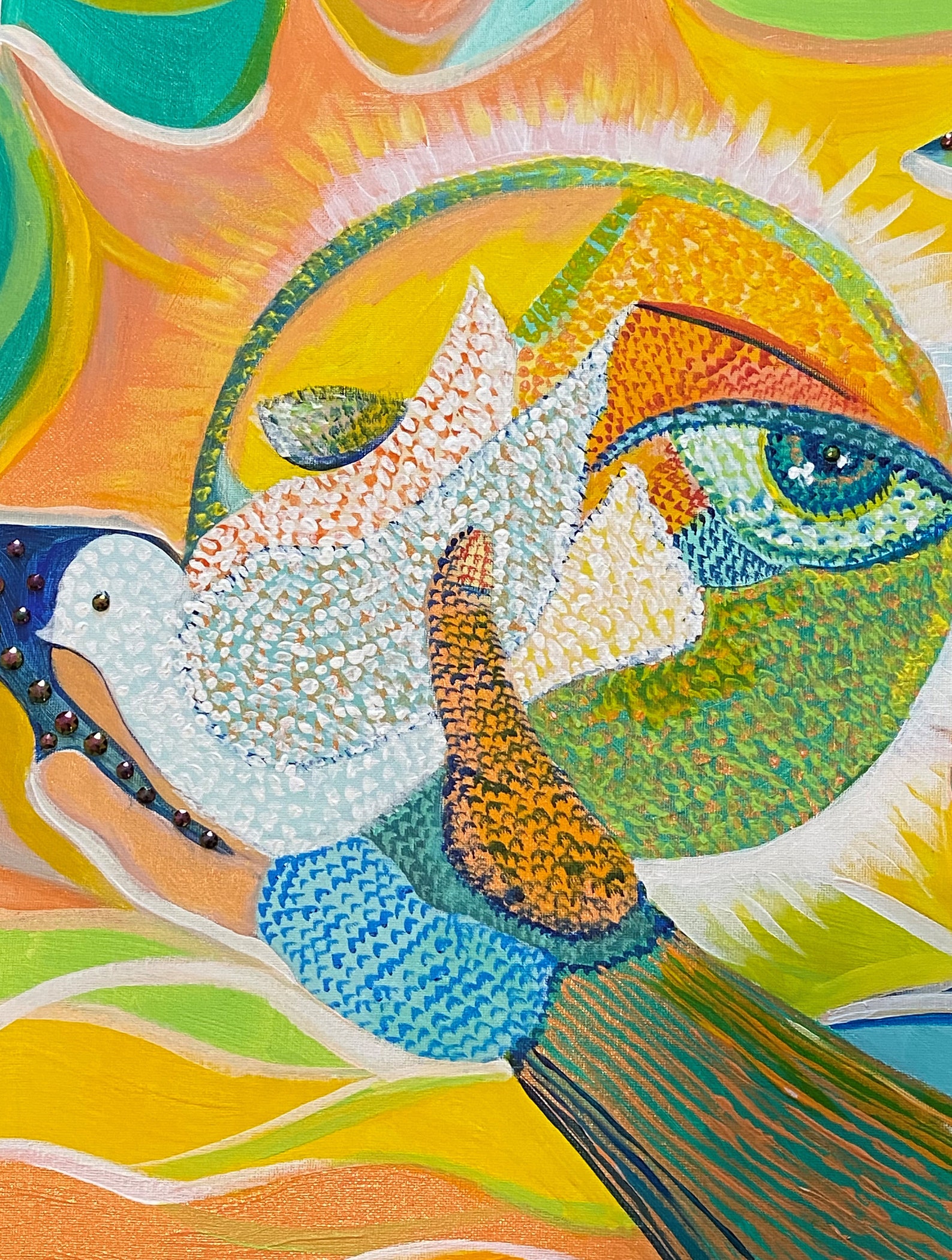 Blessing Dove Acrylic Painting: Abstract Pointillism Art Print - Etsy