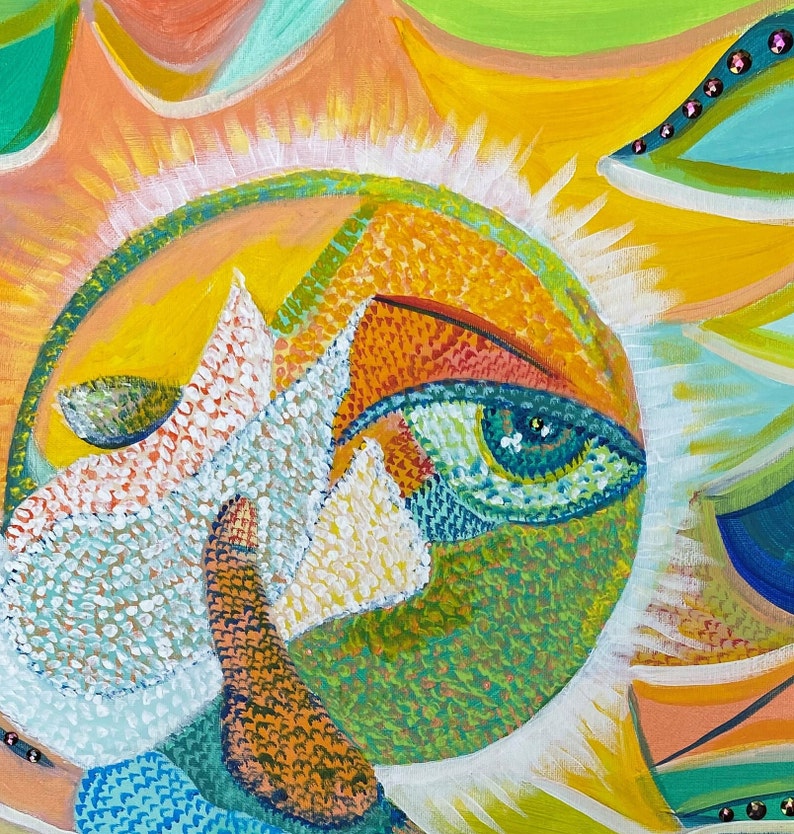 Blessing Dove Acrylic Painting: Abstract Pointillism Art Print - Etsy