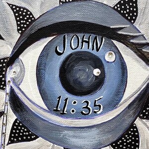 Jesus Wept - Tears, Flower, Abstract Painting, Blue Black and Gray ...