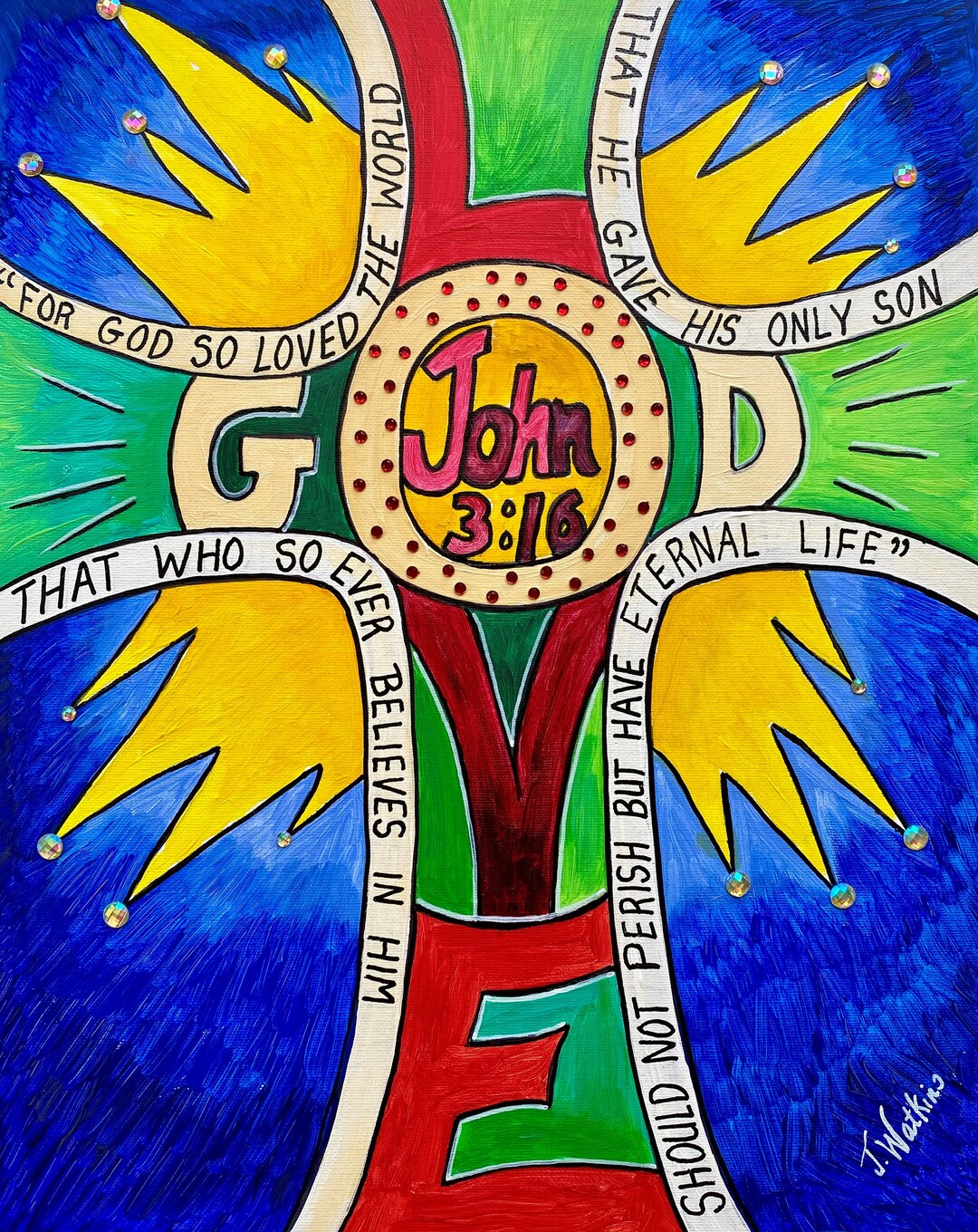 Love God Acrylic Painting: Abstract Christian Home Decor - Etsy