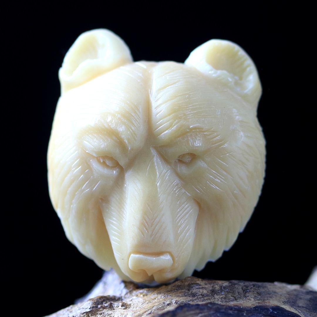 Bear Cabochon Hand Carved Tagua Nut Vegetable Ivory Organic Jewelry ...