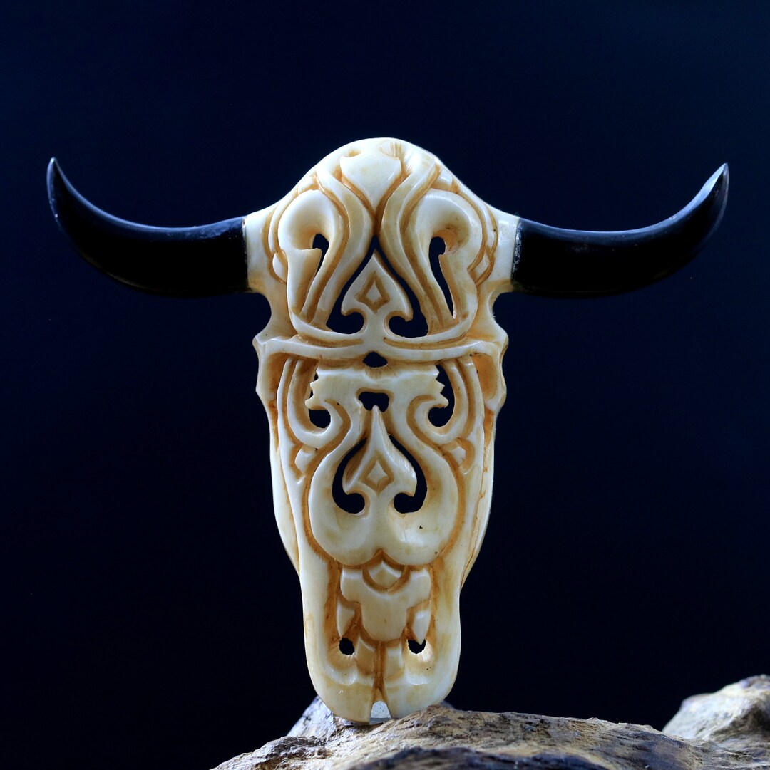 Hand Carved Bone Steer Head Cabochon Miniature Cow Skull Gift for ...