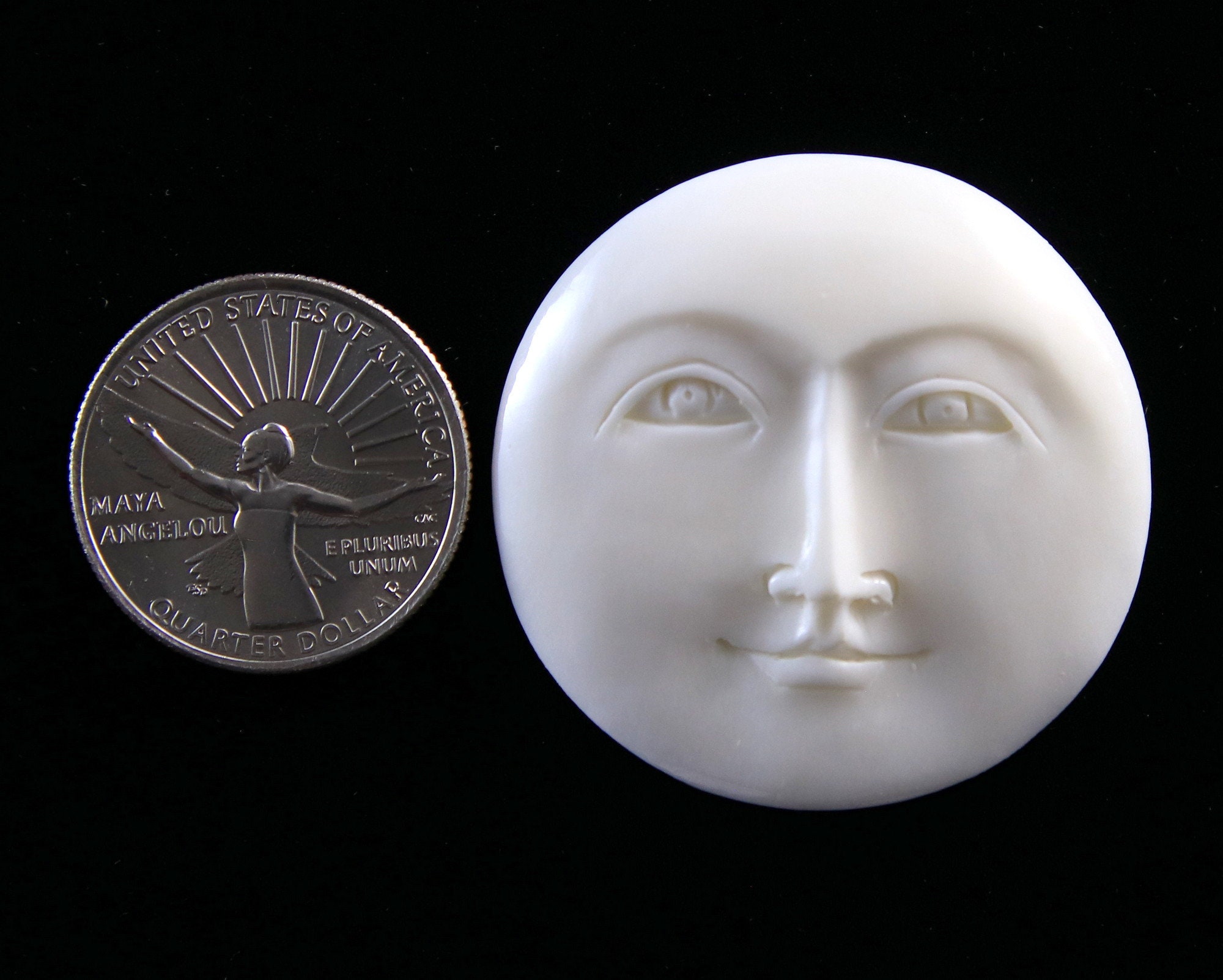 Extra Large Moon Face Bone Carving Pendant Setting - Etsy