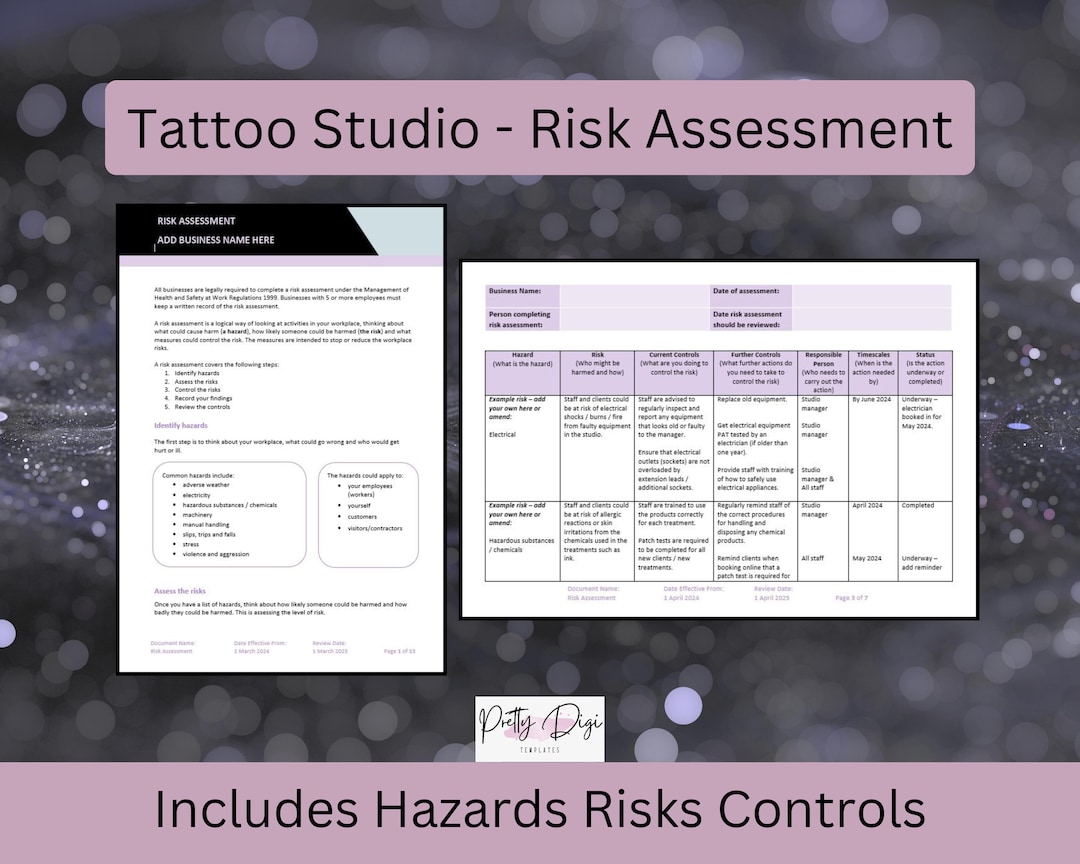 Tattoo Studio Risk Assessment Template: License Compliance Safety (word ...