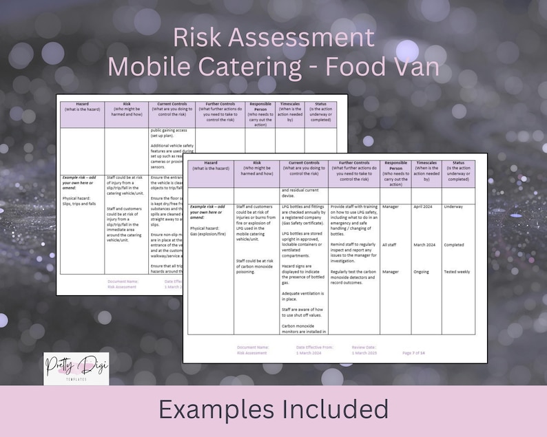Risk Assessment Mobile Catering Van Unit Food Truck Template - Includes ...