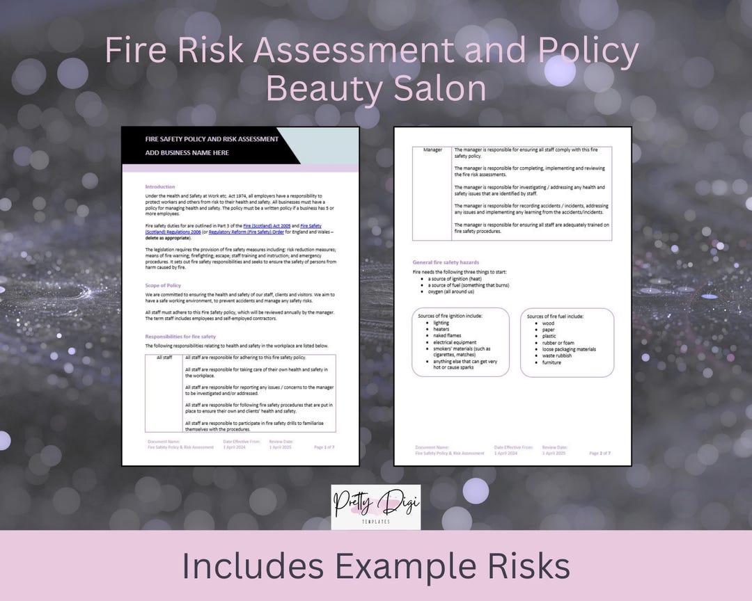 Beauty Salon Fire Safety Policy and Spa Fire Risk Assessment Template ...