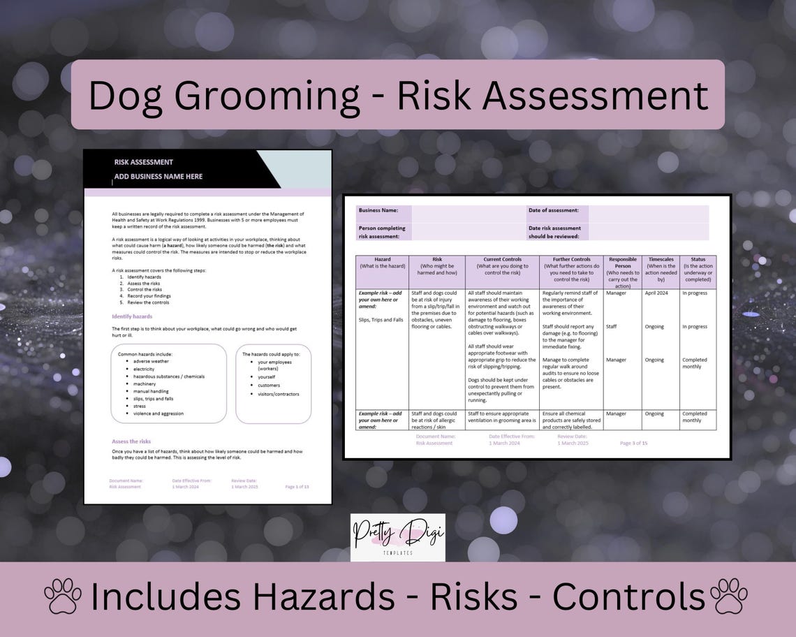 Dog Grooming Risk Assessment Template: Business Hazards & Controls ...