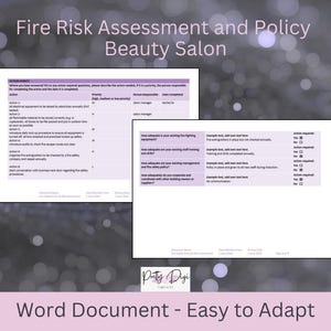 Beauty Salon Fire Safety Policy & Risk Assessment Template (word ...