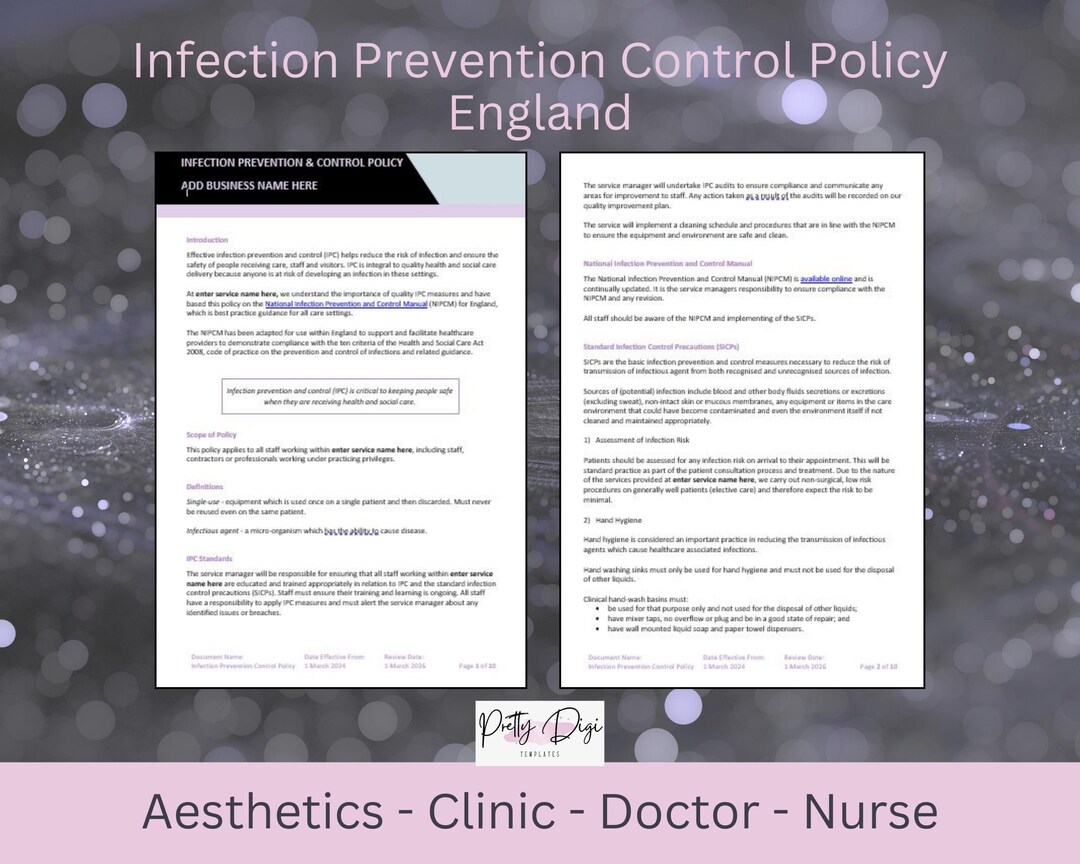 Infection Prevention Control Policy England - for Health or Aesthetic ...