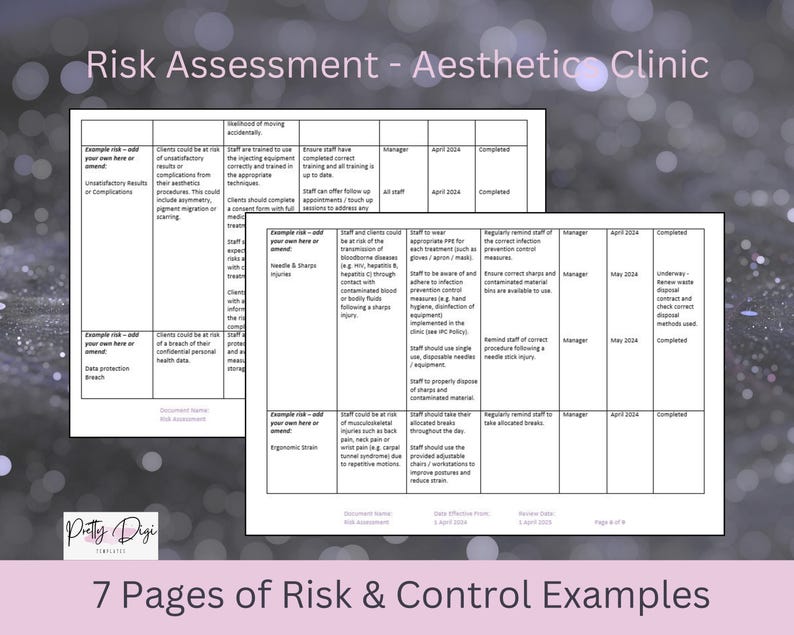 Aesthetics Clinic Risk Assessment Template: License Compliance (word ...
