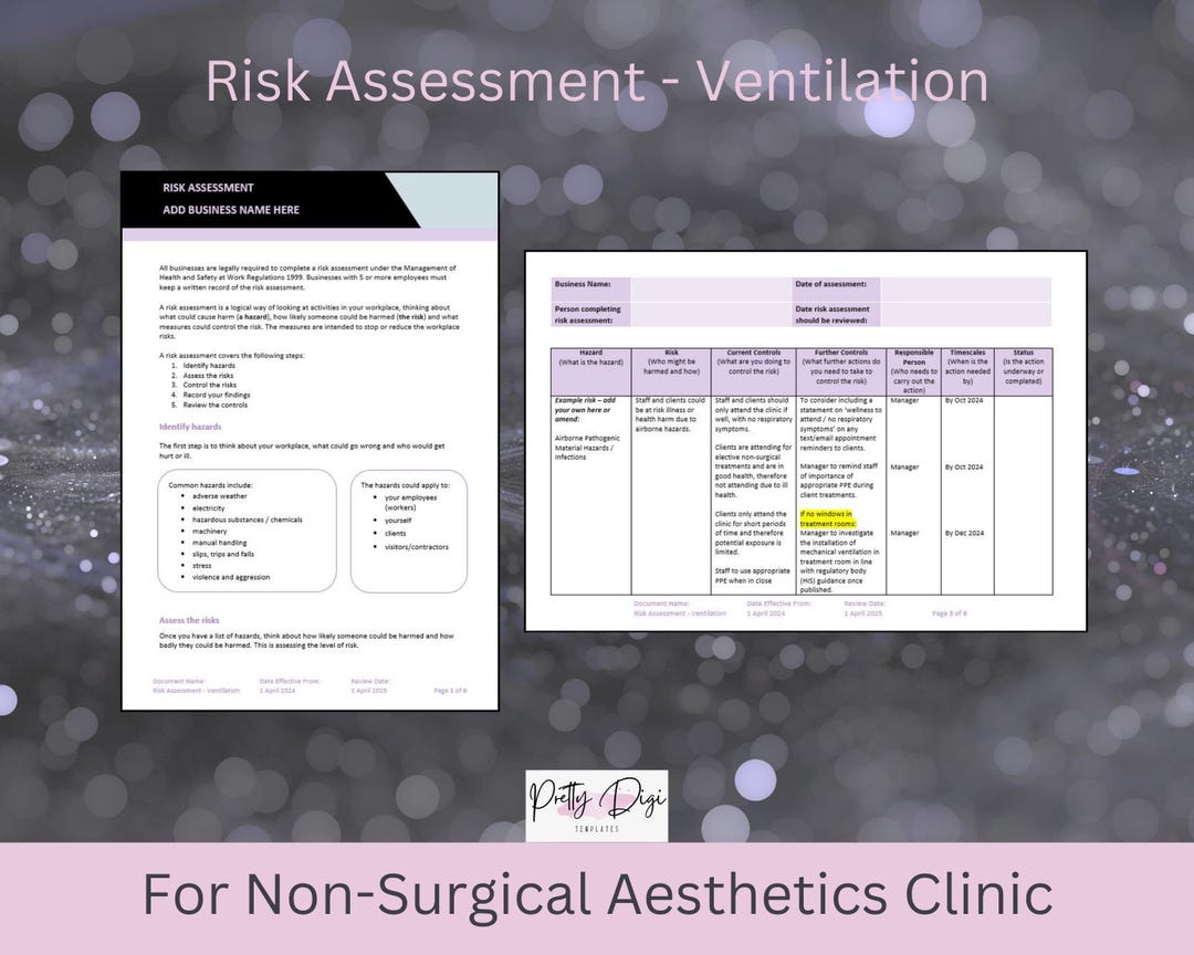 Risk Assessment Ventilation Aesthetics Clinic Template - Includes ...
