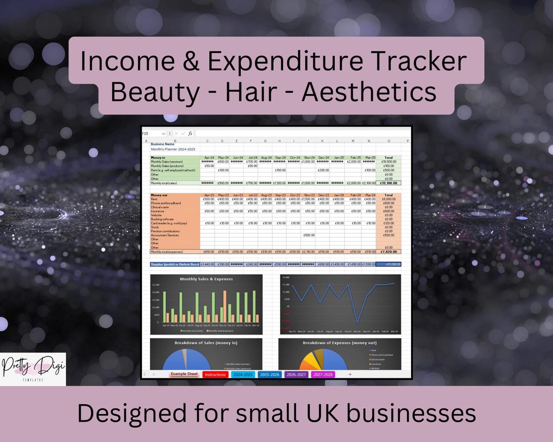 Income & Expenditure Tracker: Salon Bookkeeping Excel Spreadsheet ...