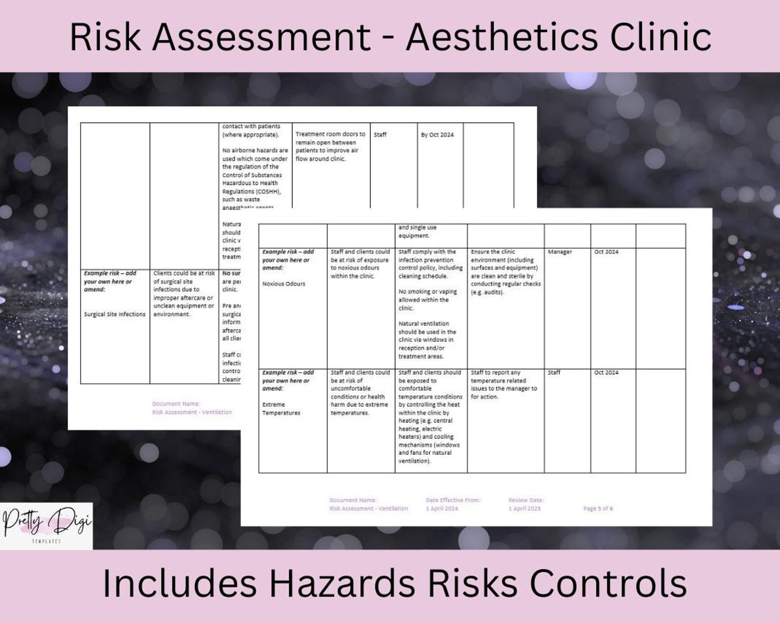 Risk Assessment ventilation Aesthetics Clinic Template Includes Example ...