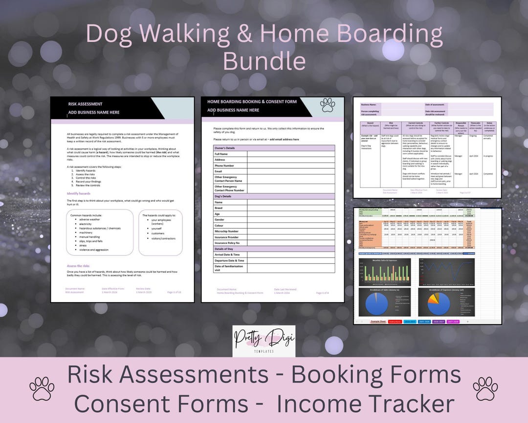 Dog Walking and Dog Home Boarding Bundle - Risk Assessments, Booking ...