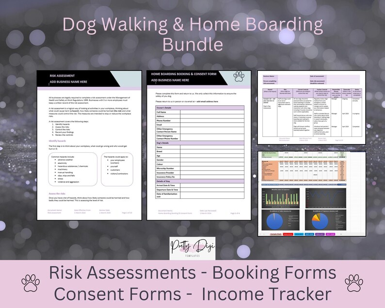 Dog Walking and Dog Home Boarding Bundle - Risk Assessments, Booking ...