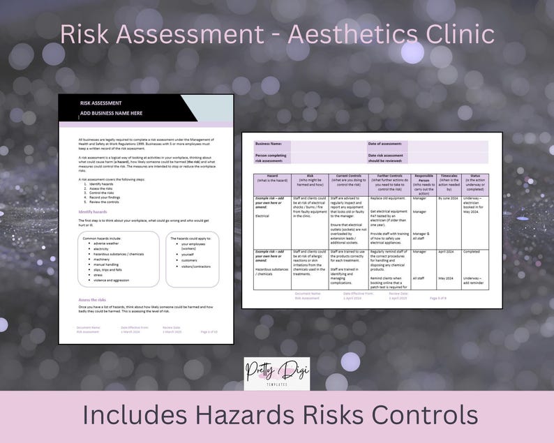 Aesthetics Clinic Risk Assessment Template: License Compliance (word ...