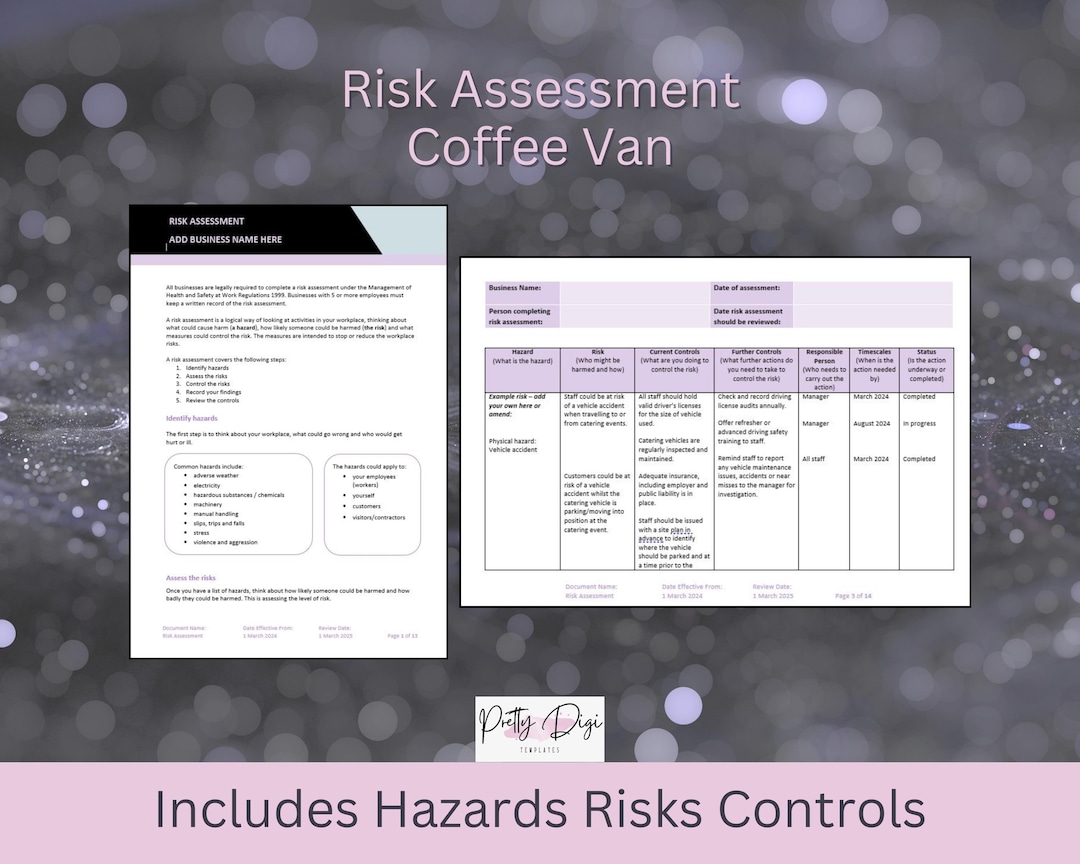 Risk Assessment Coffee Van Template - Includes Example Hazards, Risks ...