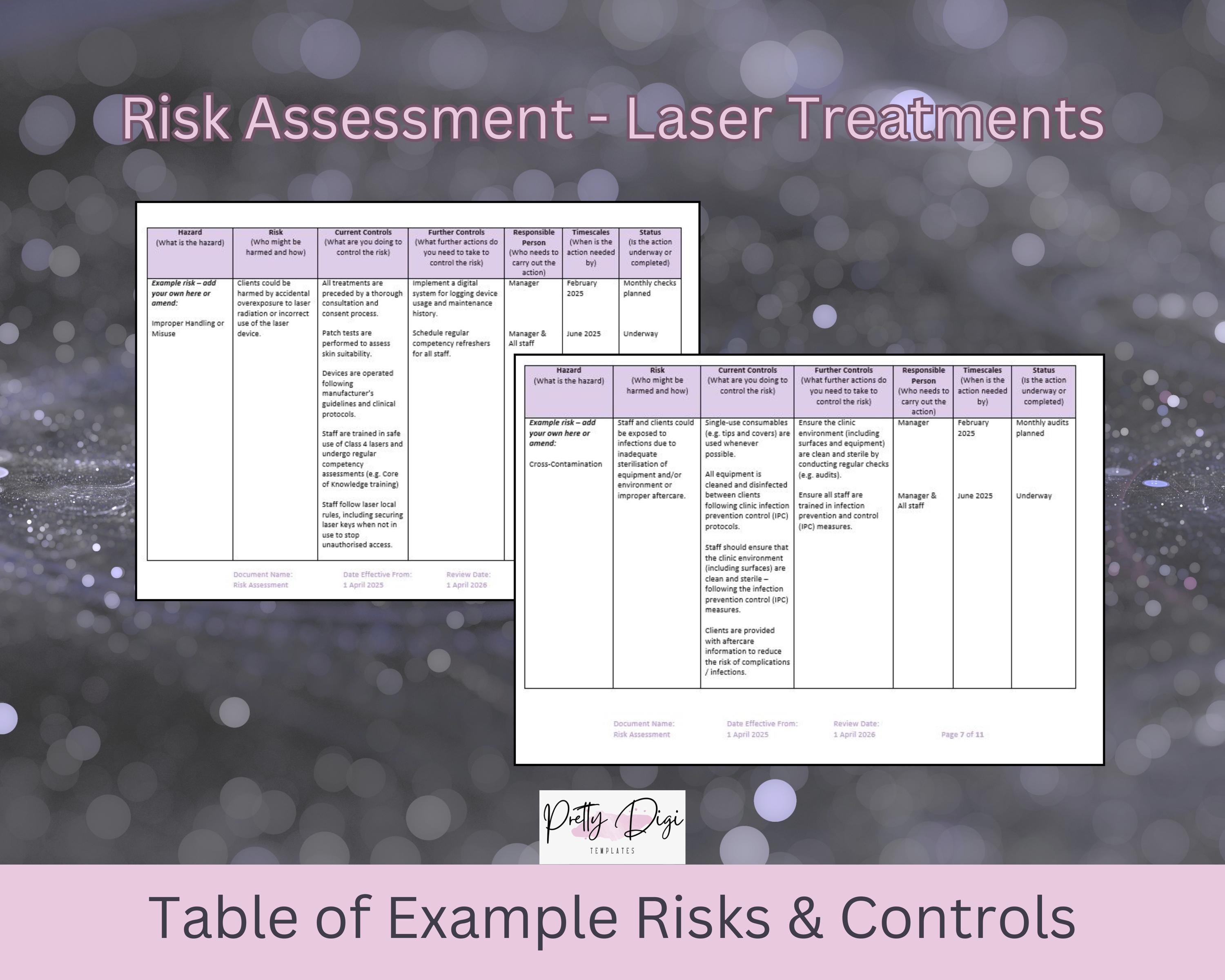 Class 4 Laser Risk Assessment Template: Laser Clinic Safety (word ...