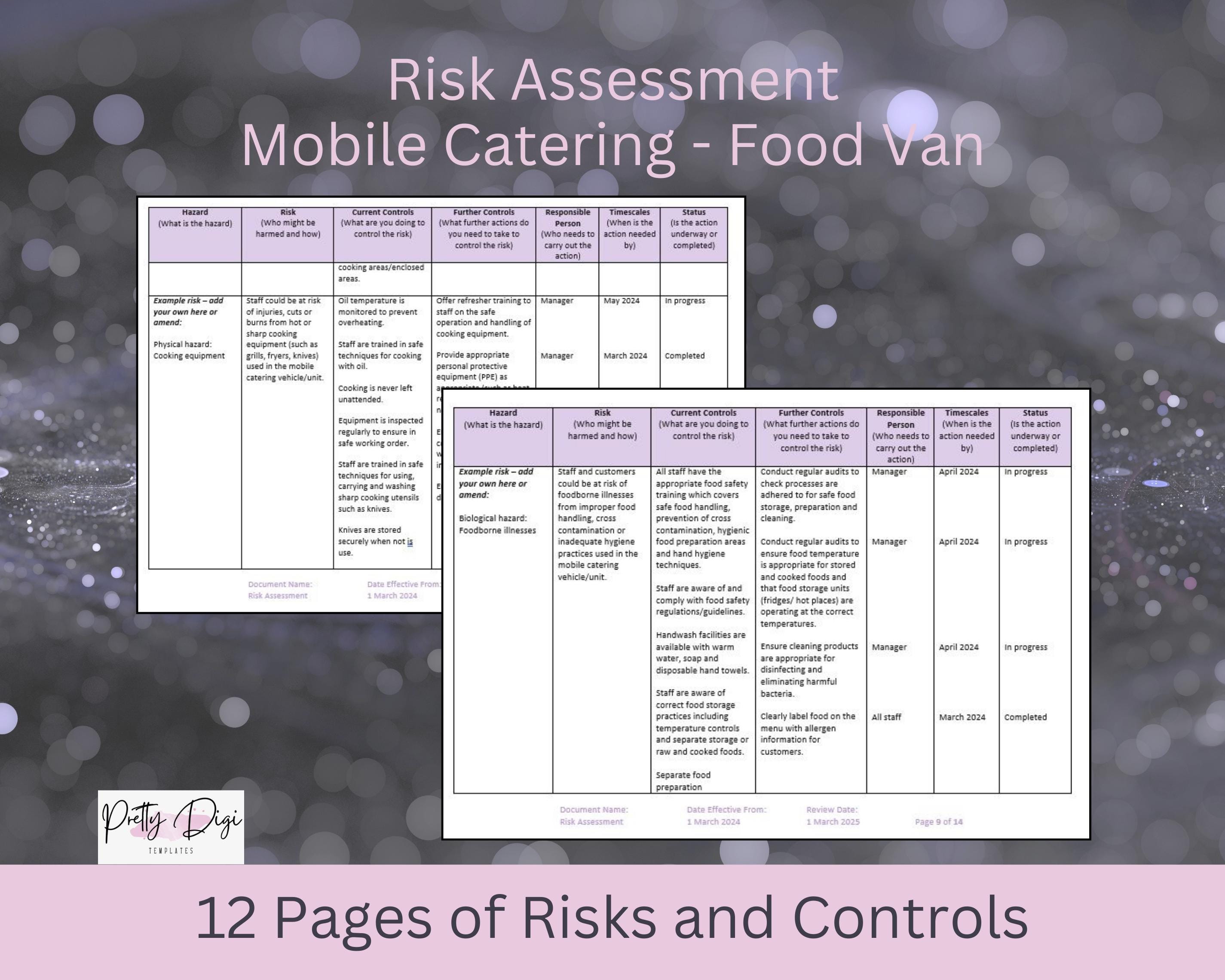 Risk Assessment Mobile Catering Van Unit Food Truck Template - Includes ...
