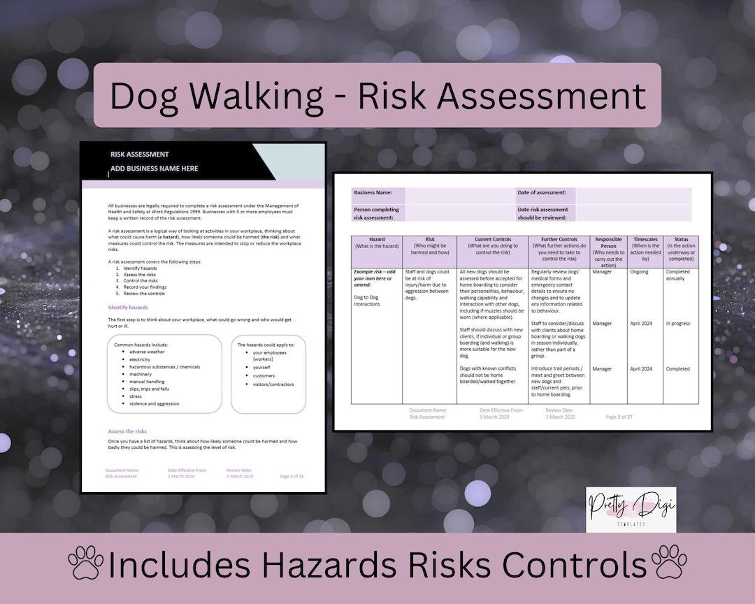 Dog Walking Risk Assessment Template: Hazards & Controls (word Document ...
