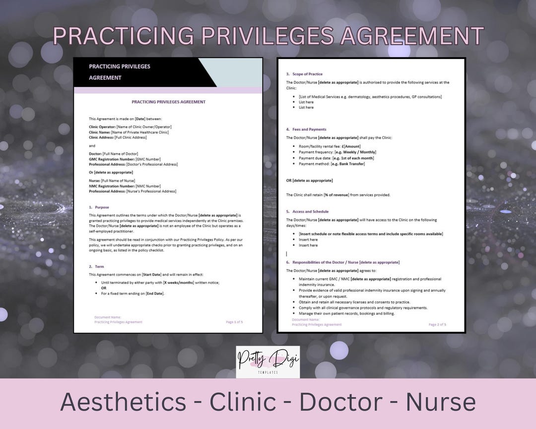 Practicing Privileges Agreement Template - Contract Template for Nurse ...