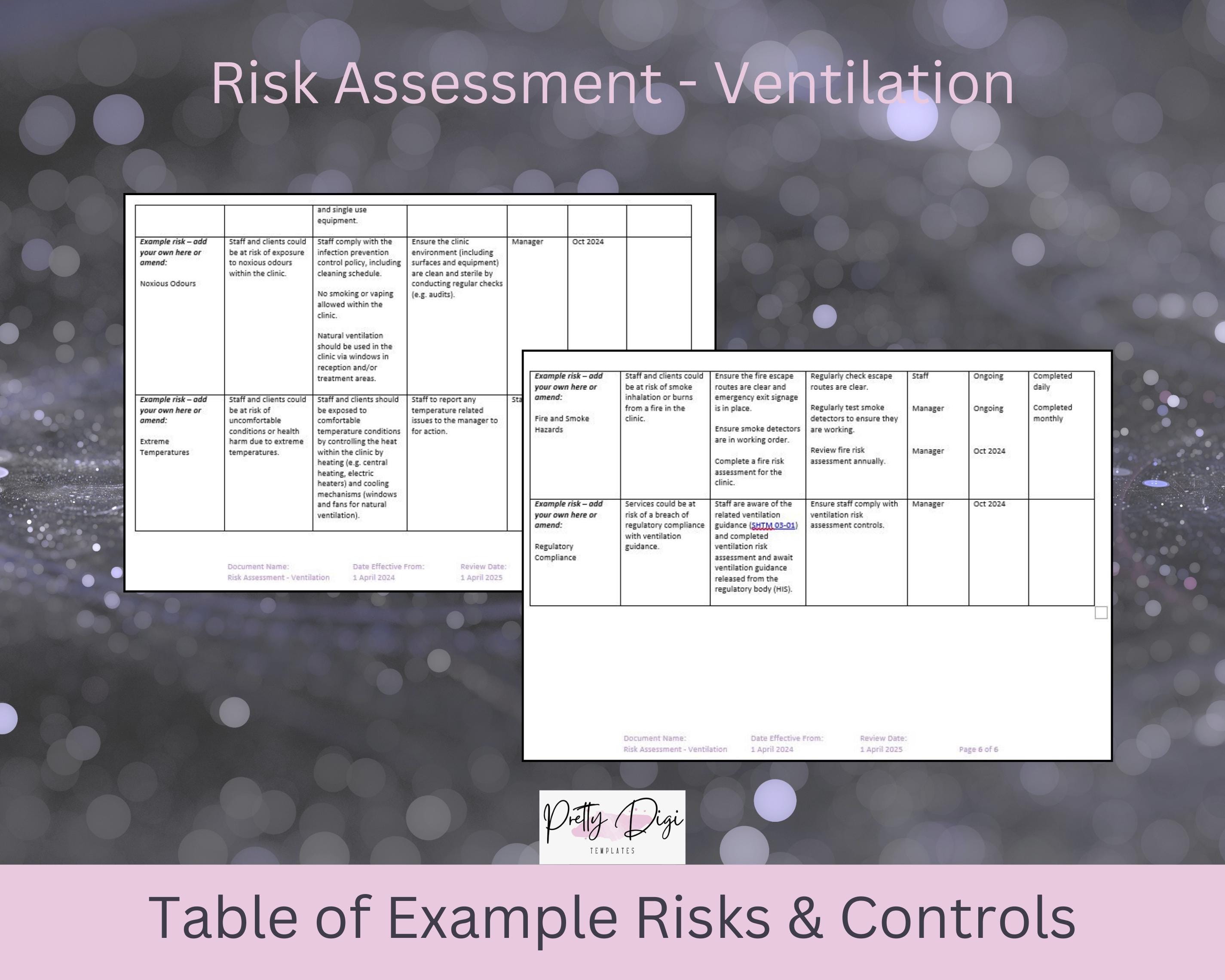 Aesthetics Clinic Ventilation Risk Assessment Template (word Document ...