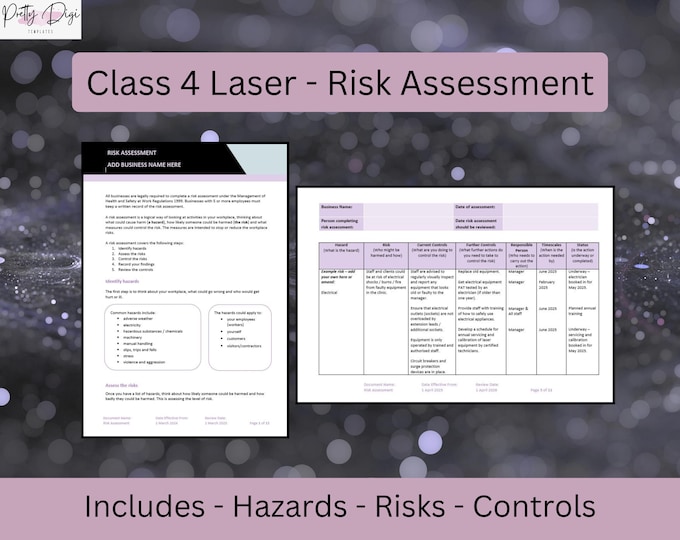 Class 4 Laser Risk Assessment Template: Laser Clinic Safety (word ...