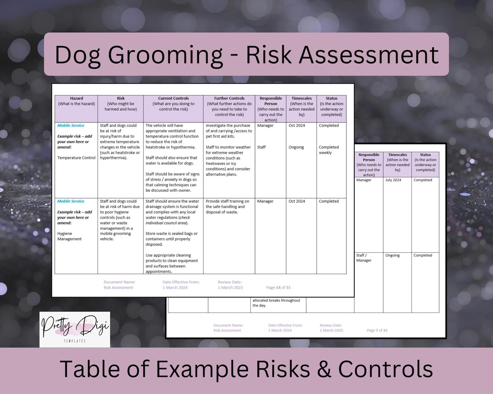 Dog Grooming Risk Assessment Template: Business Hazards & Controls ...