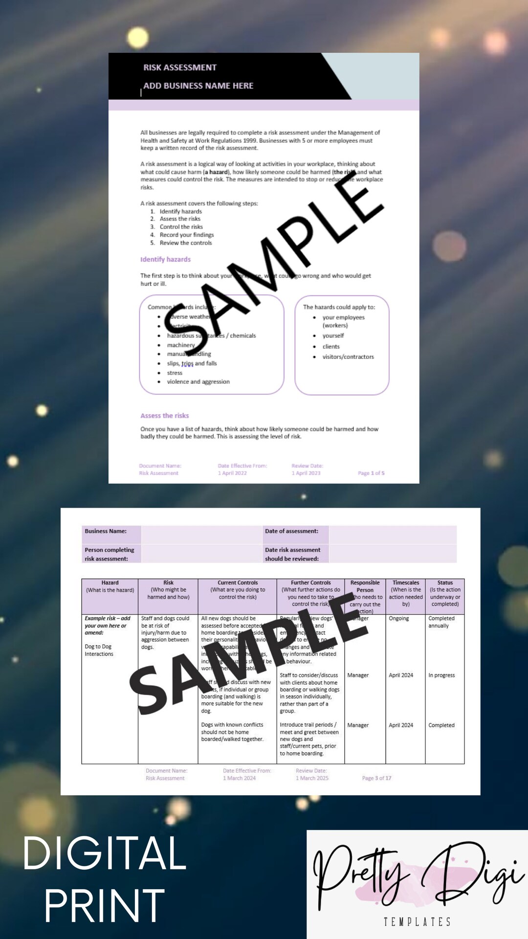 Risk Assessment dog Walker Template Includes Written Detailed Hazards ...