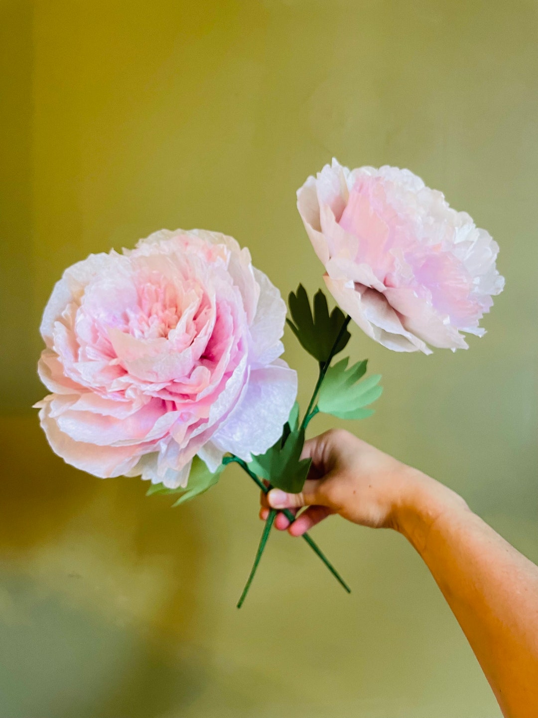 Tissue Paper Peony, Single Stem Flower, Whimsical Home Decor - Etsy