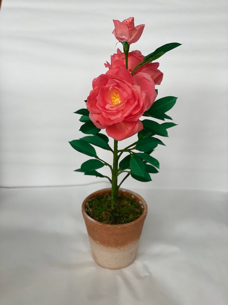 Potted Paper Garden Rose, Unique Home Decor Gift - Etsy