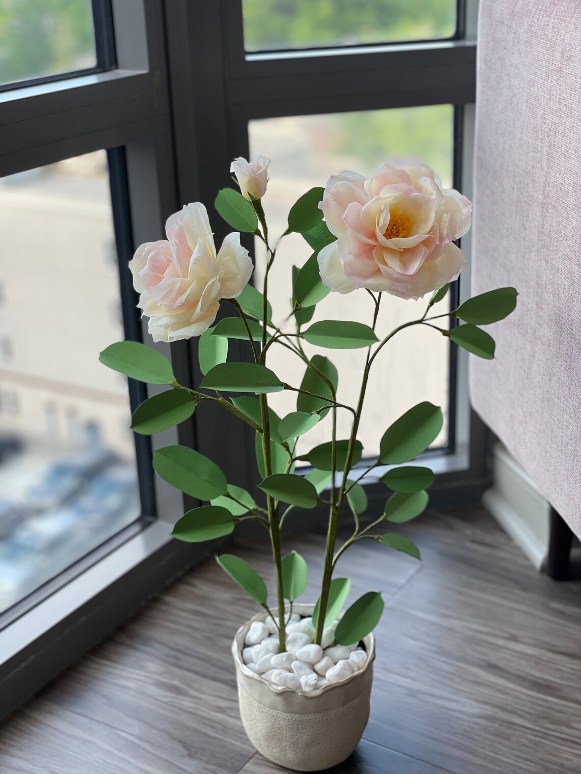 Potted Paper Garden Rose, Unique Home Decor Gift - Etsy
