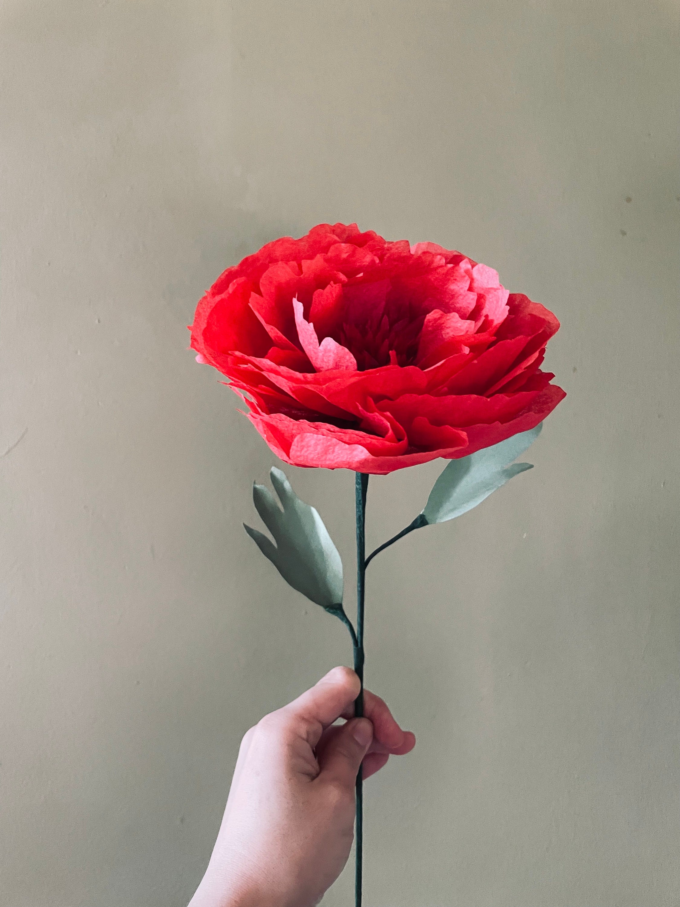 Tissue Paper Peony, Single Stem Flower, Whimsical Home Decor - Etsy