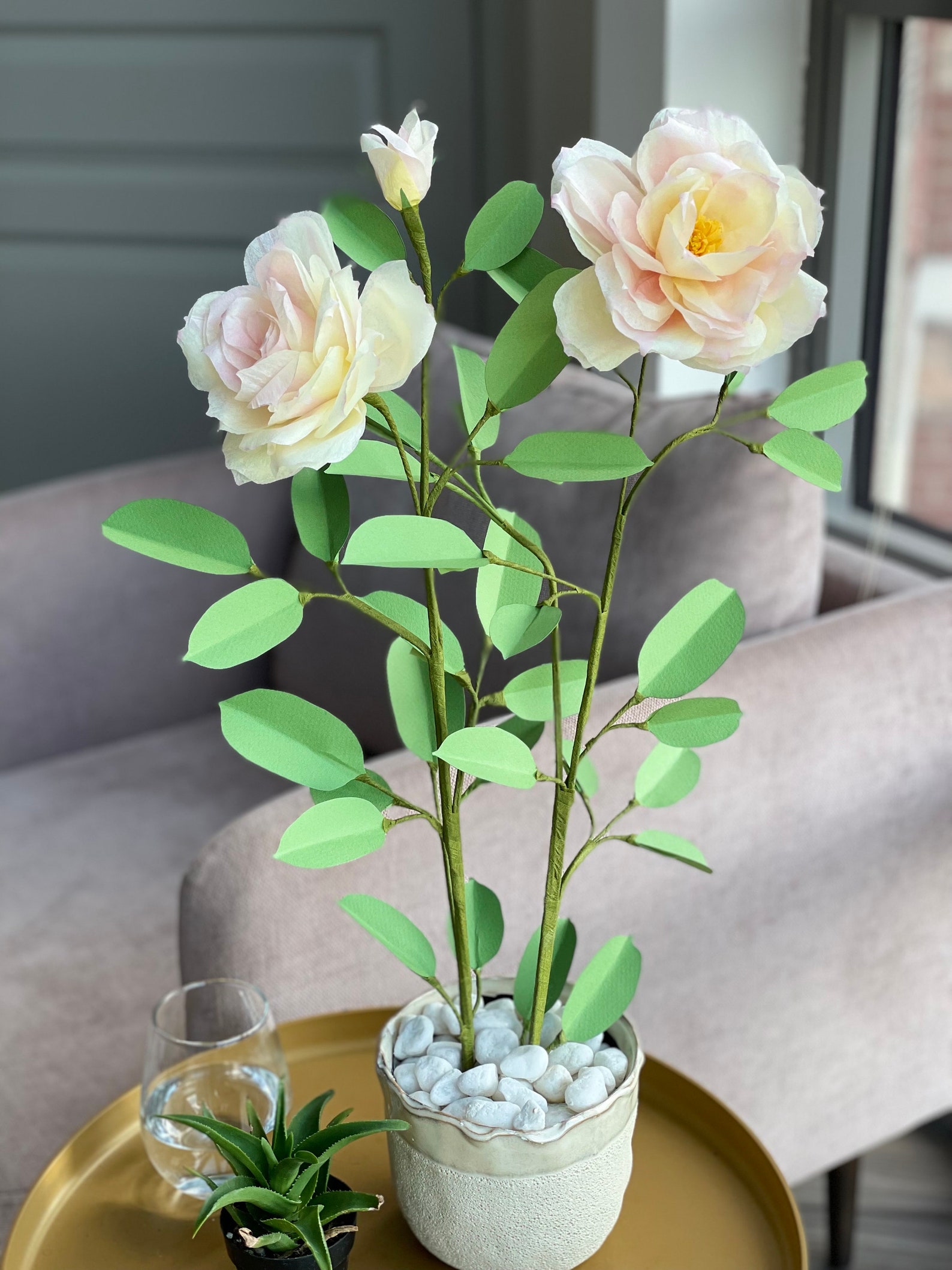 Potted Paper Garden Rose, Unique Home Decor Gift - Etsy