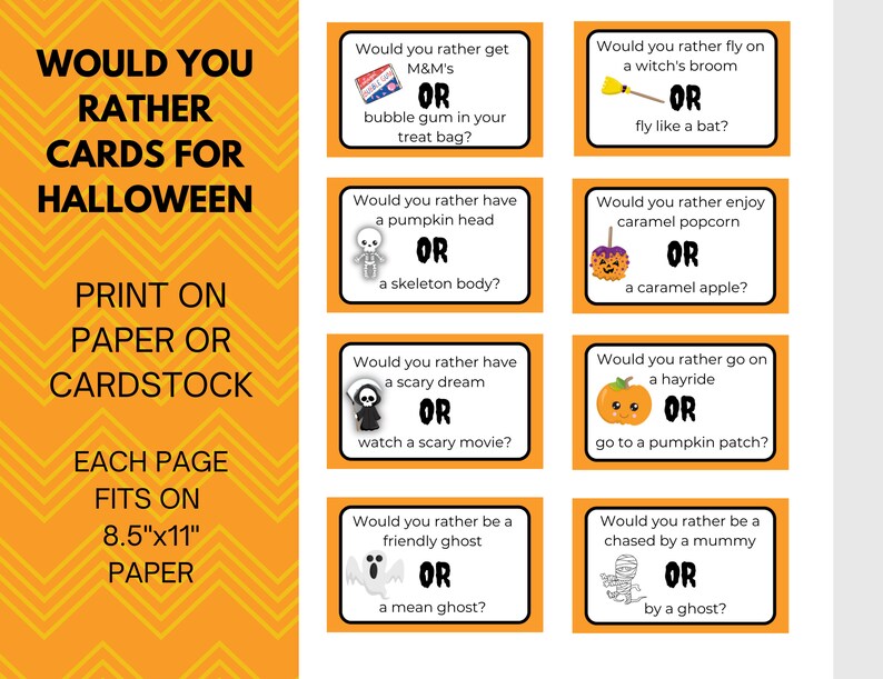 Halloween Would You Rather Game, Would You Rather Printable, Halloween ...