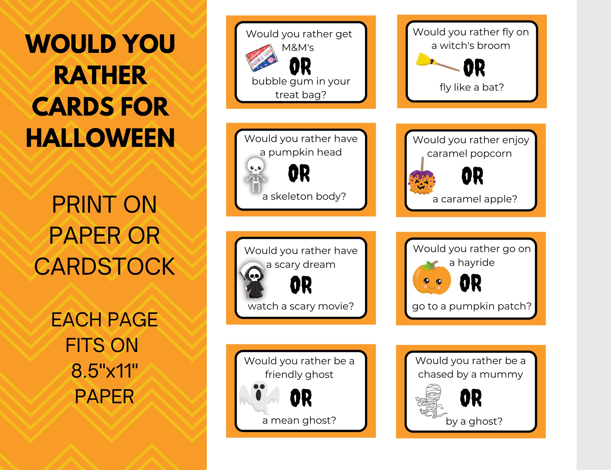 Halloween Would You Rather Game, Would You Rather Printable, Halloween ...