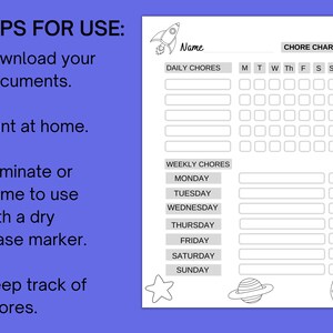 Outer Space Kids Chore Chart, Kids Chore Chart, Chore Charts for Kids ...